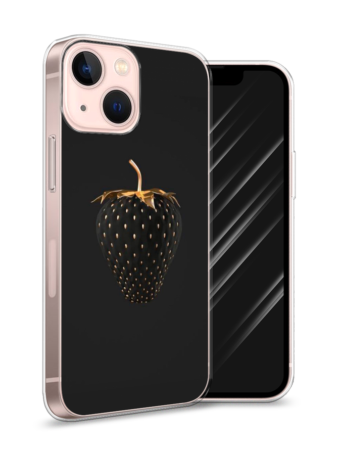 Чехол Awog на Apple iPhone 13 mini / Айфон 13 mini "Черно-золотая клубника"