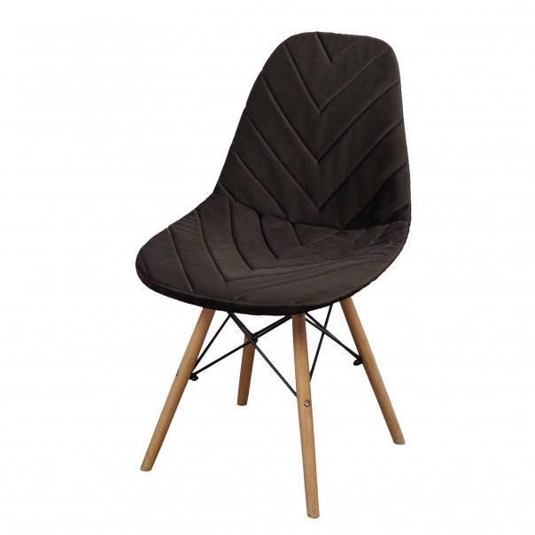 Чехол на стул Eames DSW из велюра CHIEDOCOVER, 40х46, елка, темно-коричневый