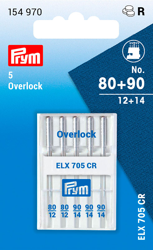 Иглы для оверлока и коверлока Prym ELX 750 CR Overlock № 80-90, cталь xромированная