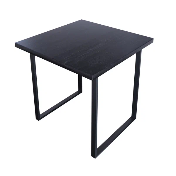 Стол кухонный Solarius Loft металл-дерево 75х75х75, цвет черного оникса с черными ножками