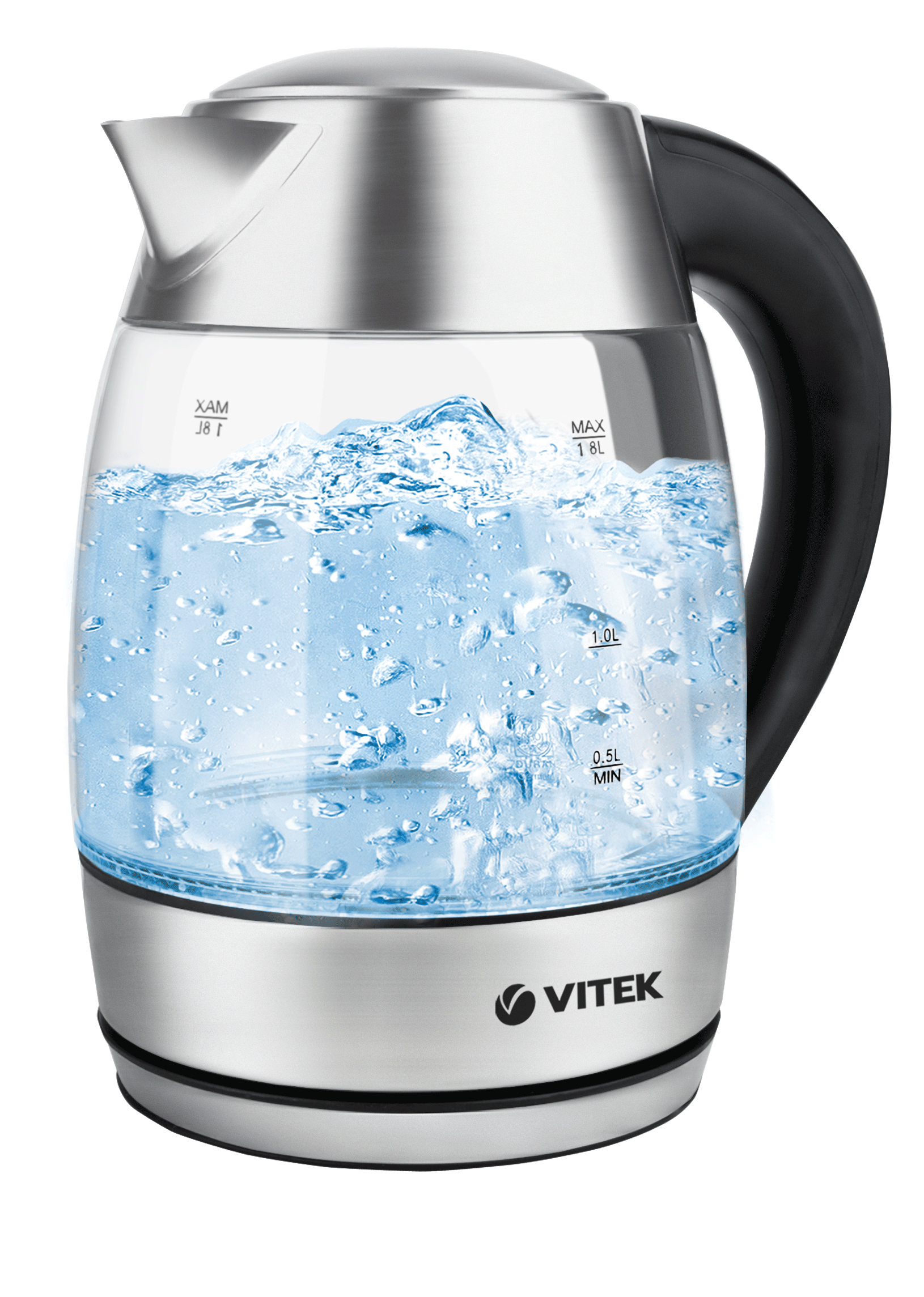 Чайник электрический VITEK VT-7047 1.8 л серебристый, прозрачный