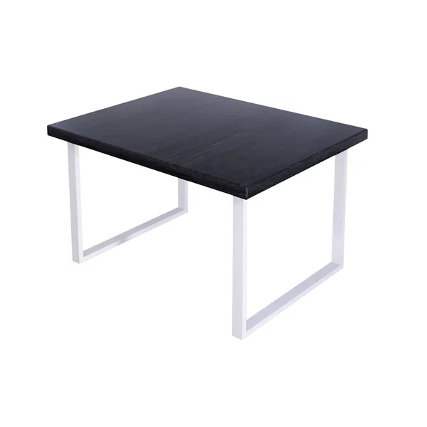 Журнальный стол Solarius Loft металл-дерево 100х70х50, цвет черного оникса, белые ножки