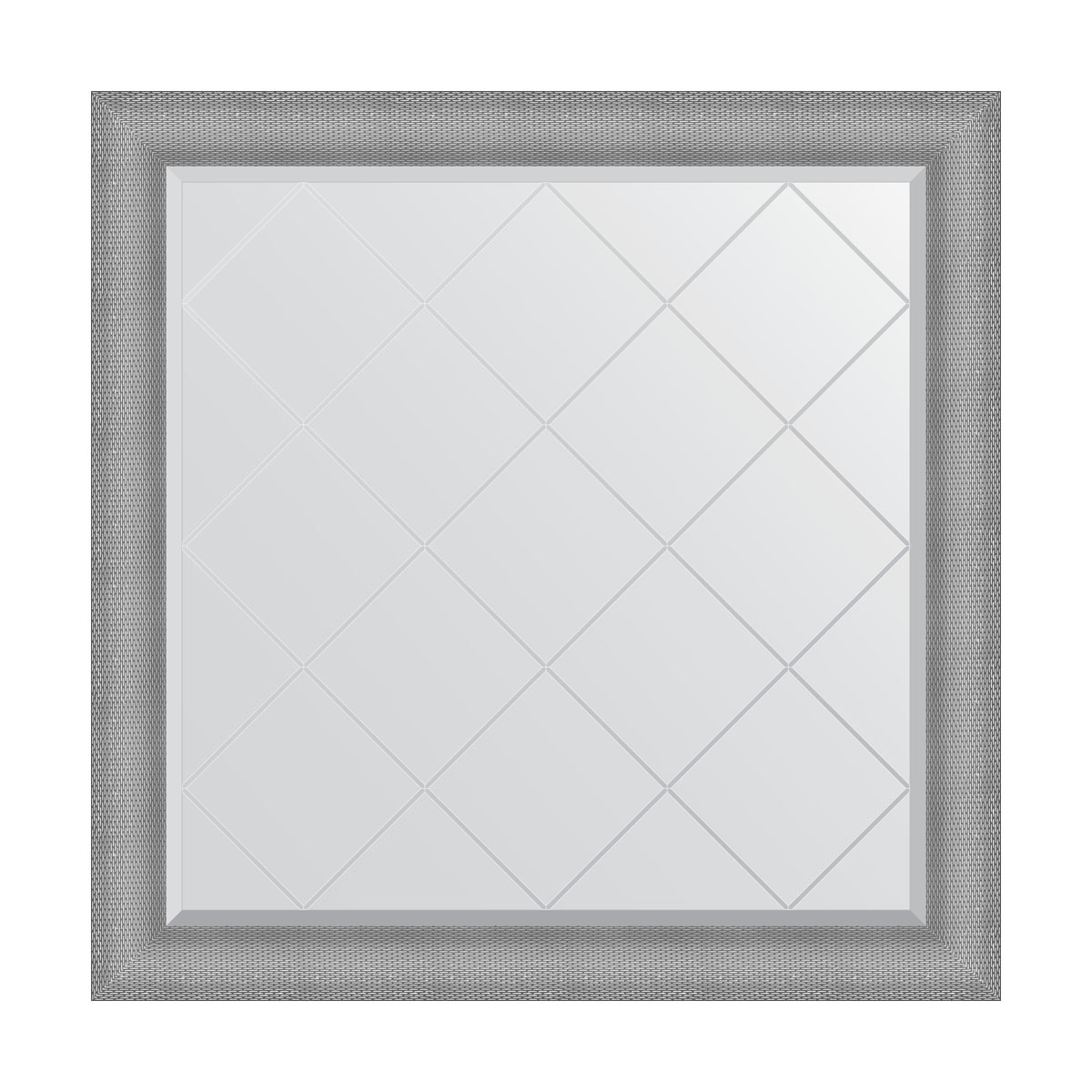 Зеркало с гравировкой в раме 107x107см Evoform BY 4551 серебряная кольчуга