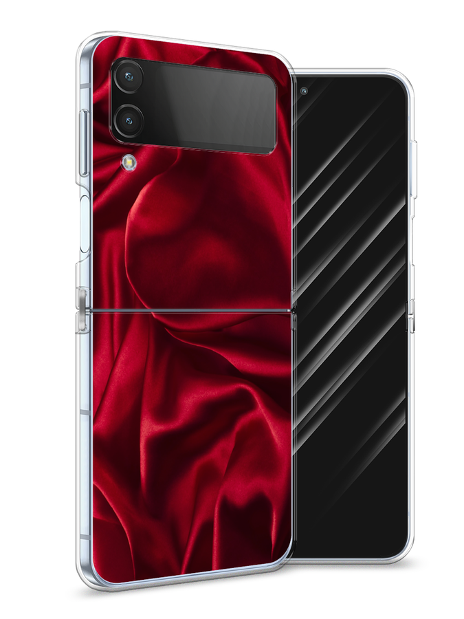 Чехол Awog на Samsung Galaxy Z Flip 4 / Самсунг Z Flip 4 "Текстура красный шелк"