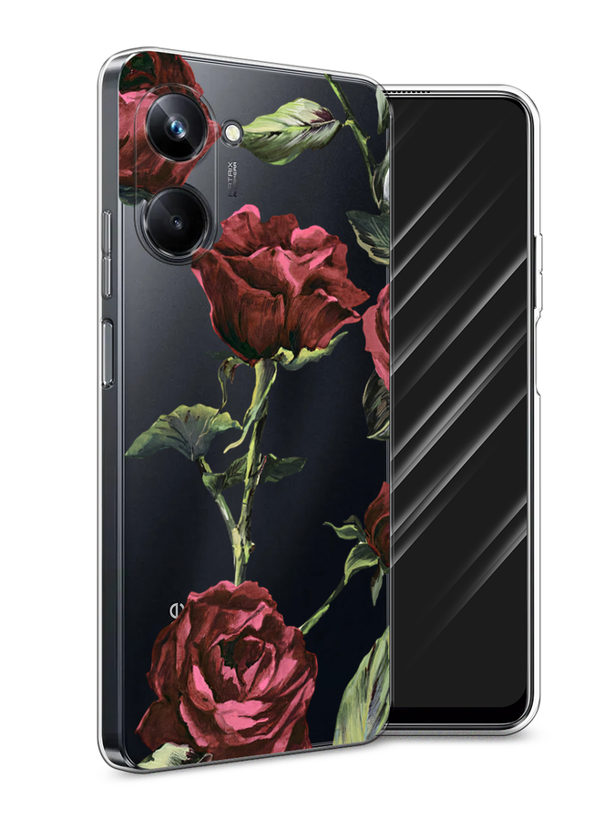 Чехол Awog на Realme 10 Pro "Бордовые розы фон"