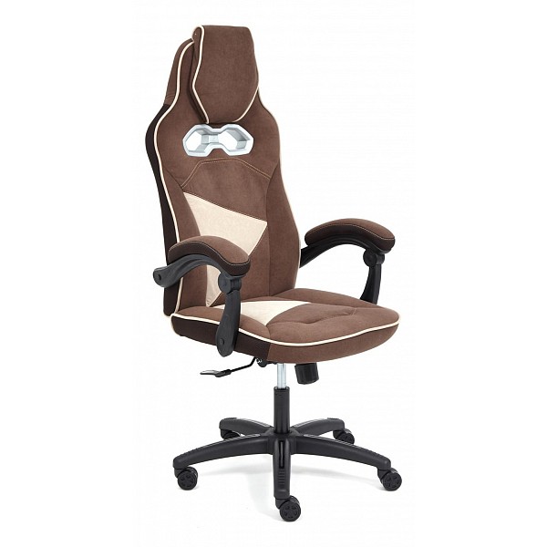 Кресло игровое компьютерное геймерское для пк Tetchair ARENA коричневый бежевый флок