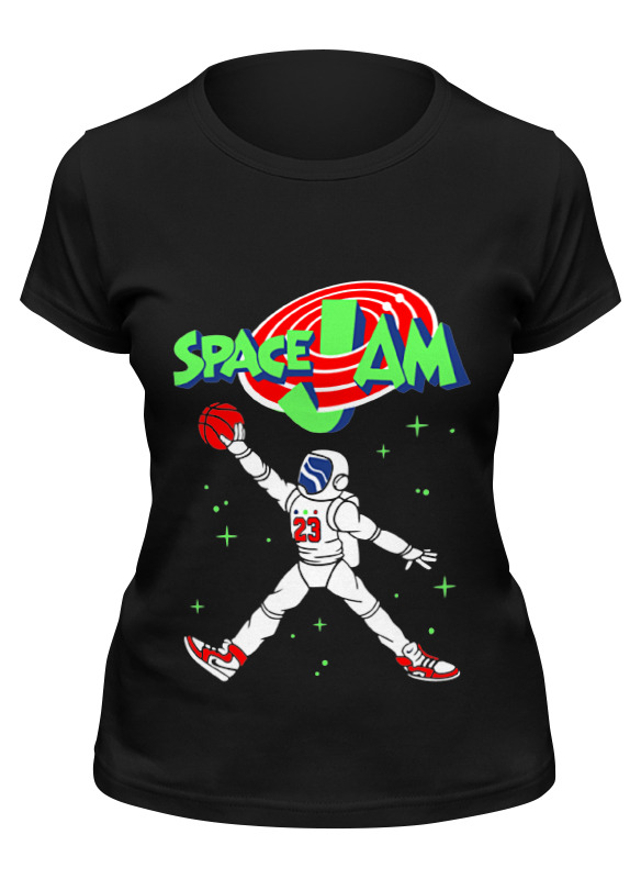 Футболка женская Printio Space jam x jordan черная 2XL