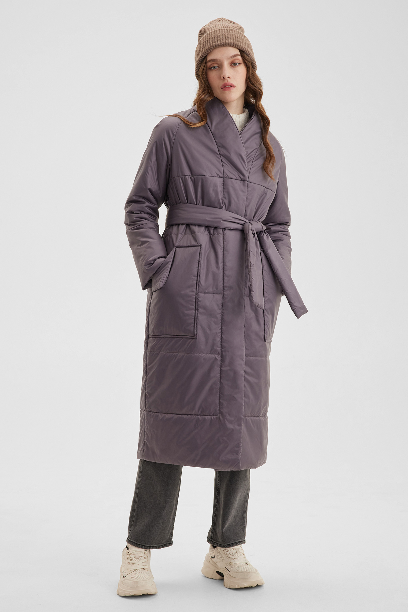 Пальто женское ASHE F17W1 фиолетовое ONE SIZE