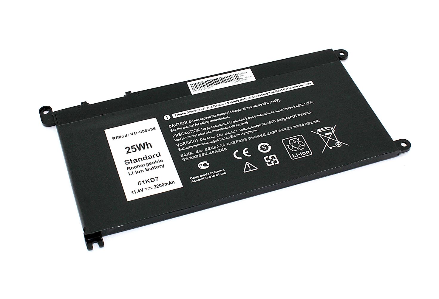 Аккумулятор для ноутбука Dell 3180 3189 51KD7 11.4V 2200mAh OEM