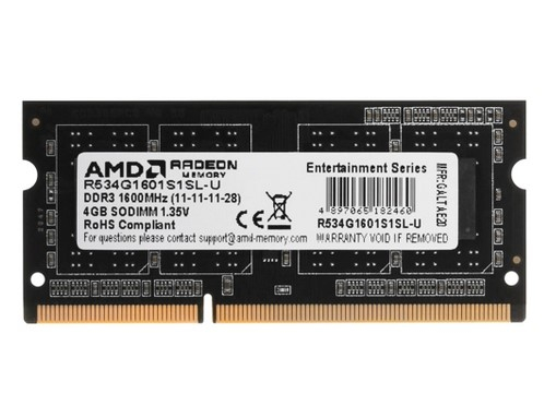 Оперативная память AMD 4Gb DDR-III 1600MHz SO-DIMM (R534G1601S1SL-U)