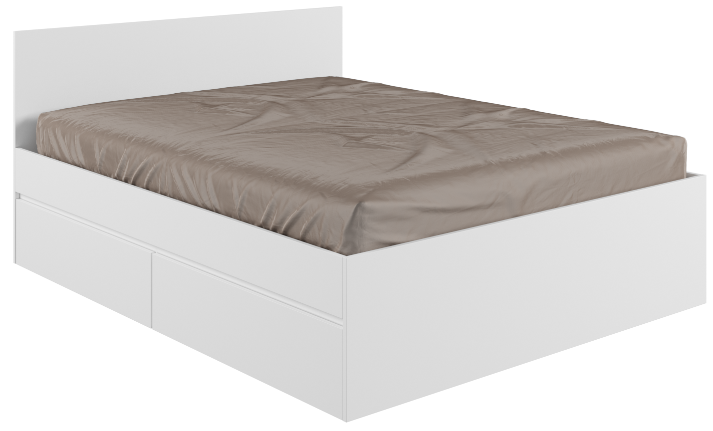 Двуспальная кровать Woodville Мадера 160х200 белый эггер