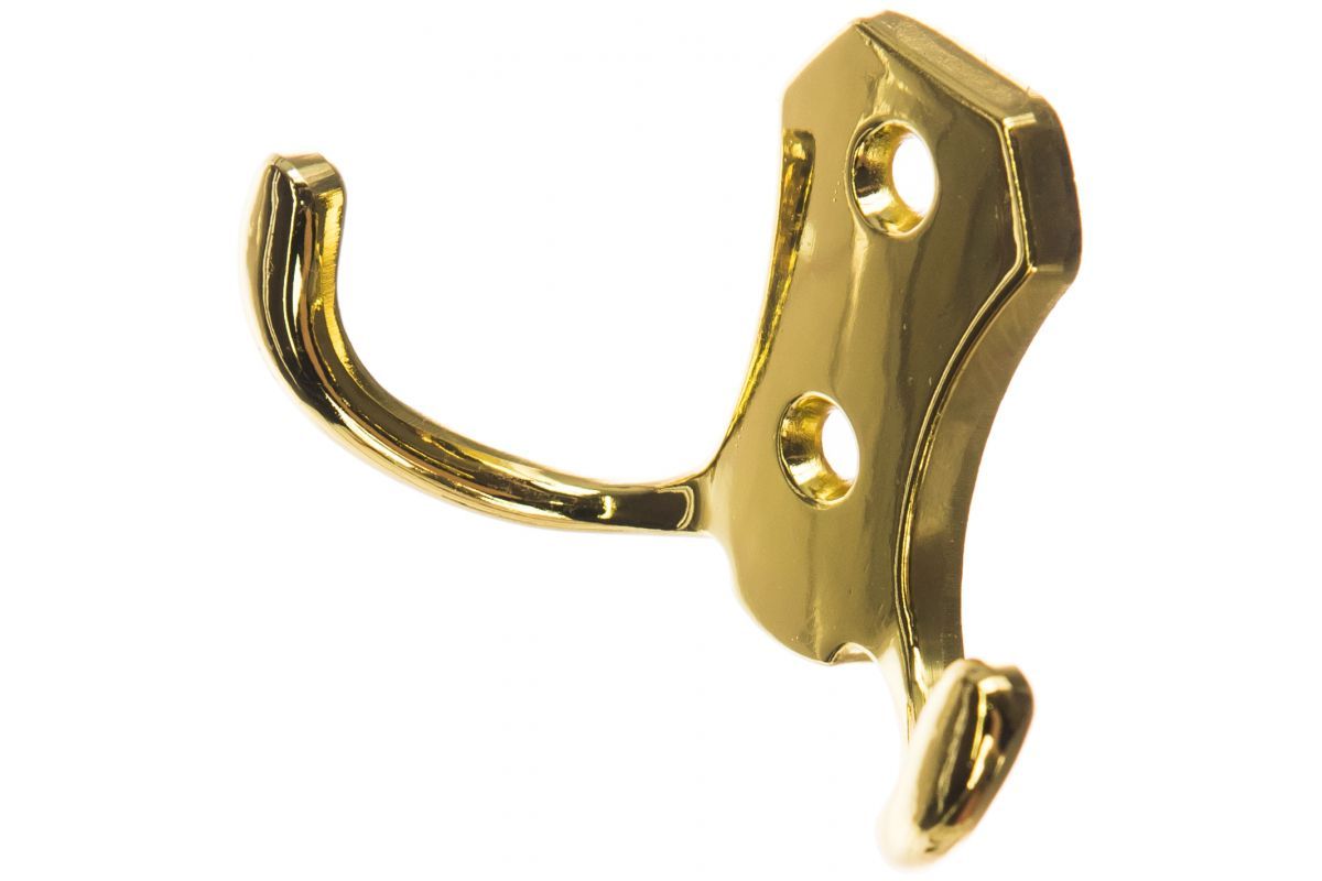 Крючок мебельный Brante двухрожковый золото 20 шт