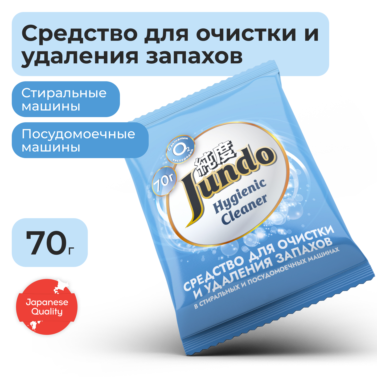 Средство Jundo для очистки и удаления запахов стиральных машин, ПММ Hygienic Cleane, 70 г