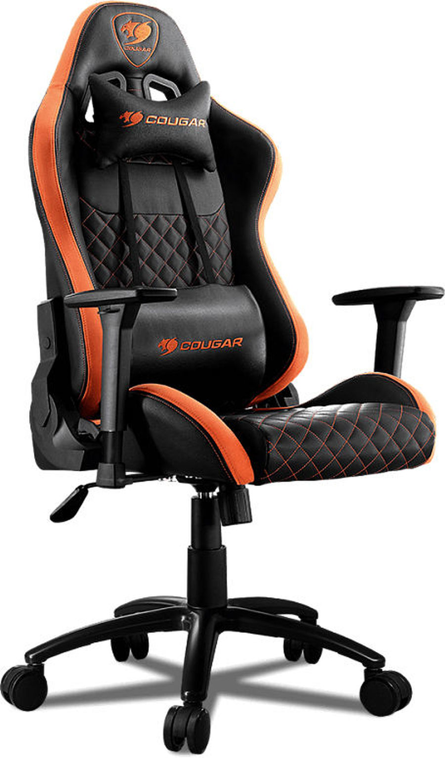 Игровое кресло Cougar Rampart/фабрика - Экокожа оранжевая/черная с оранжевой строчкой