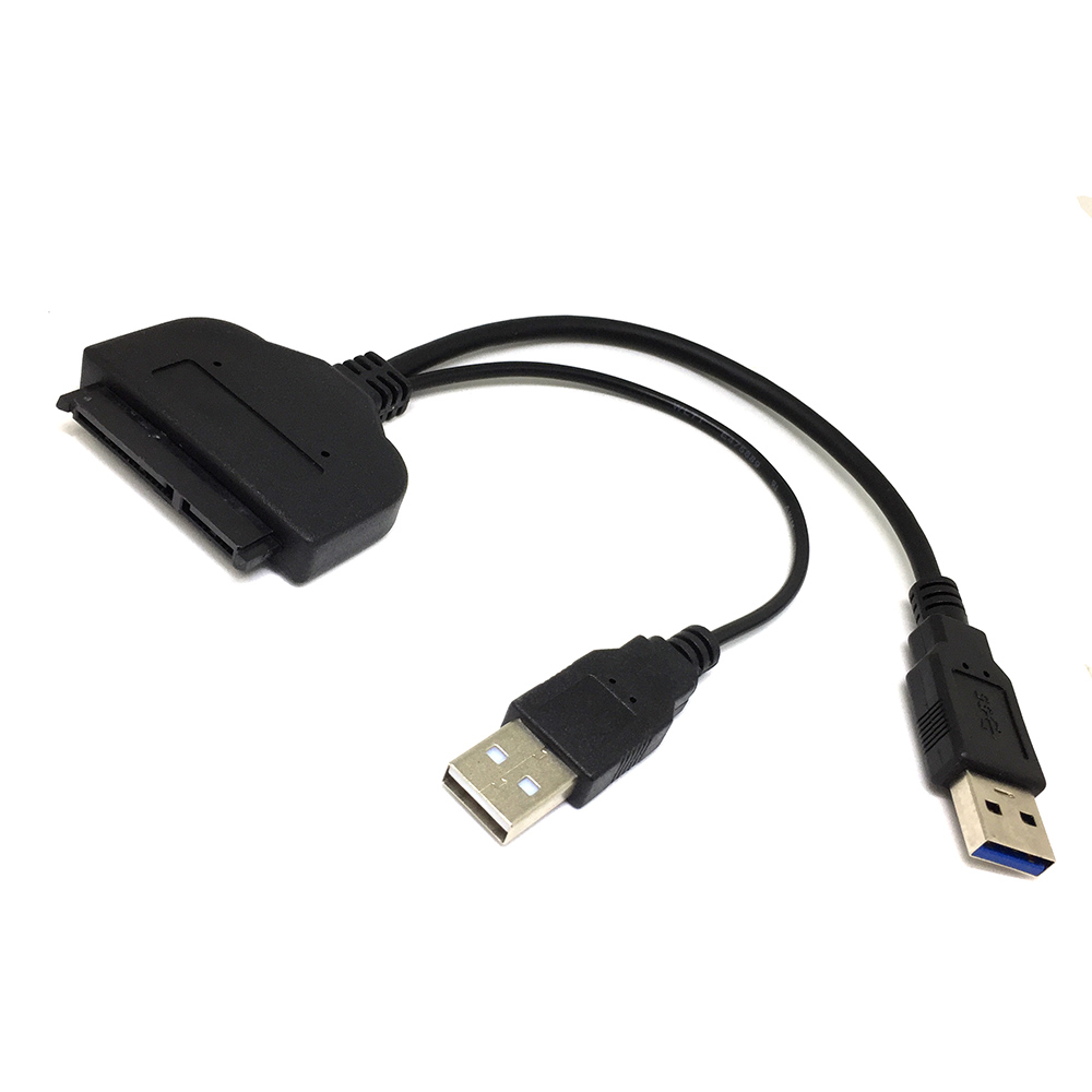 Адаптер Espada 2xUSB A-SATA 7+15 pin , M-F 0,5м Black PA023U3