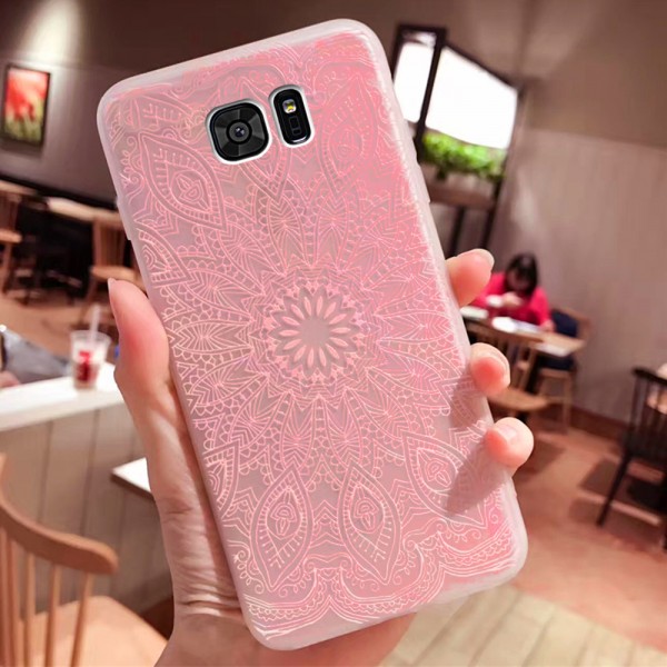 TPU чехол матовый soft touch для Samsung G935F Galaxy S7 Edge (Узор Розовый)