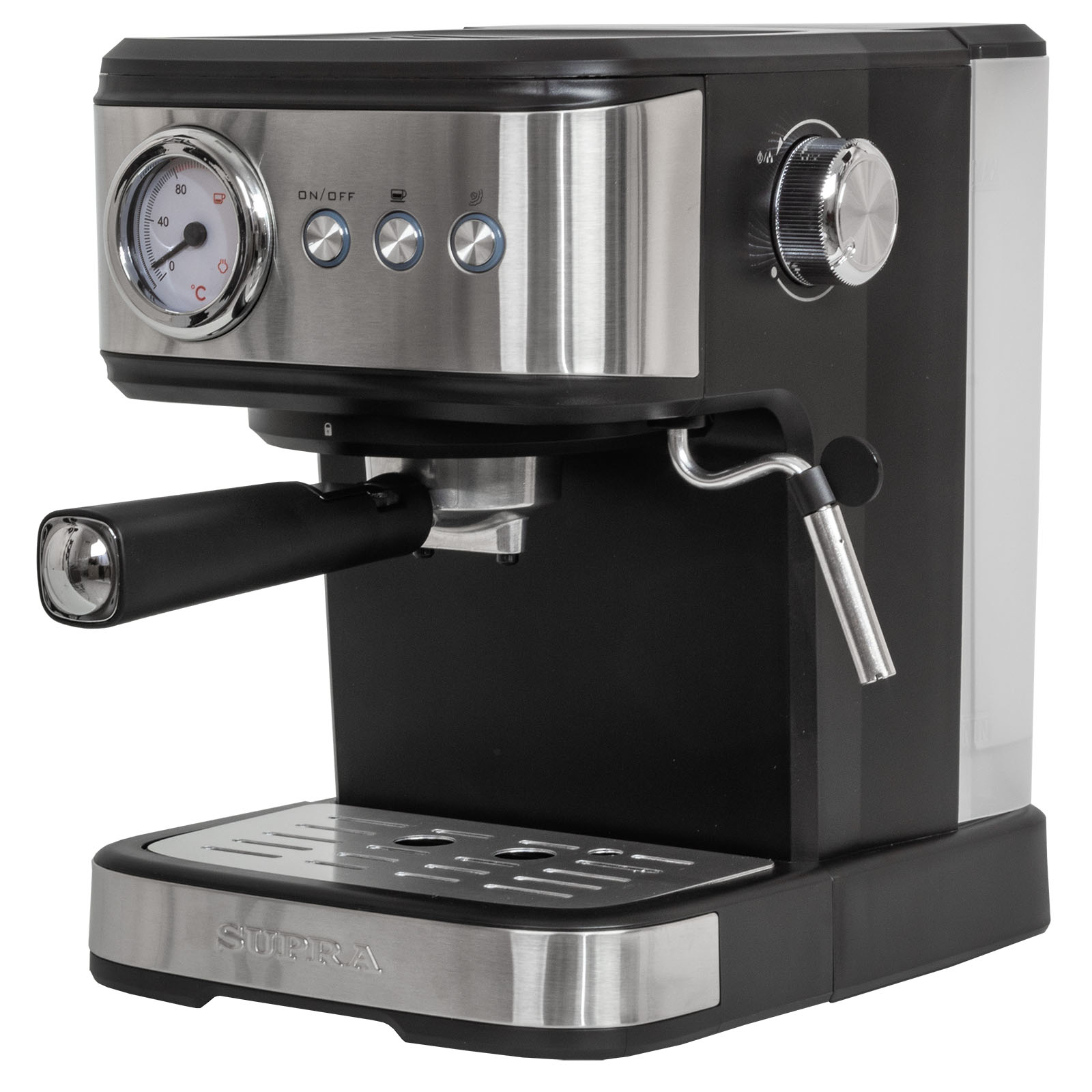 Рожковая кофеварка Supra CMS-1520 черный, серебристый