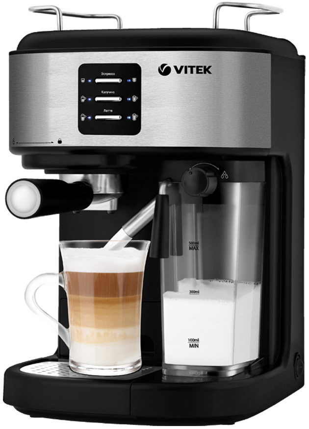 Рожковая кофемашина VITEK Metropolis VT-8489 серебристый, черный