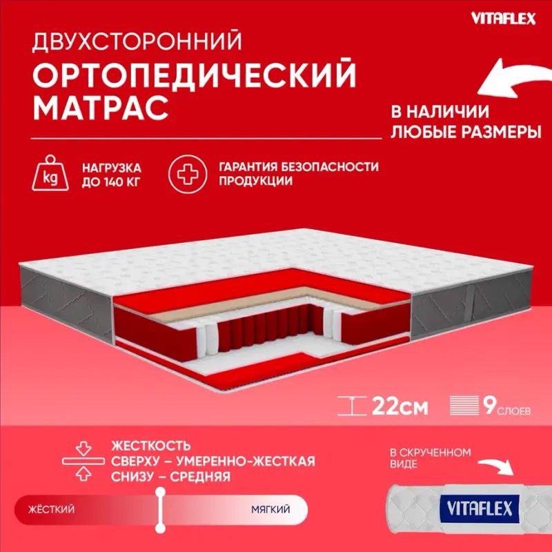 Ортопедический матрас VITAFLEX Anatomic M Sk 80x180