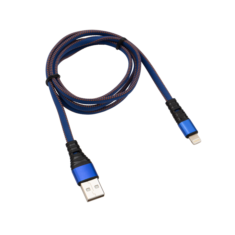 Кабель Rexant USB - Lightning 2.4A 1m Blue Nylon 18-7053
