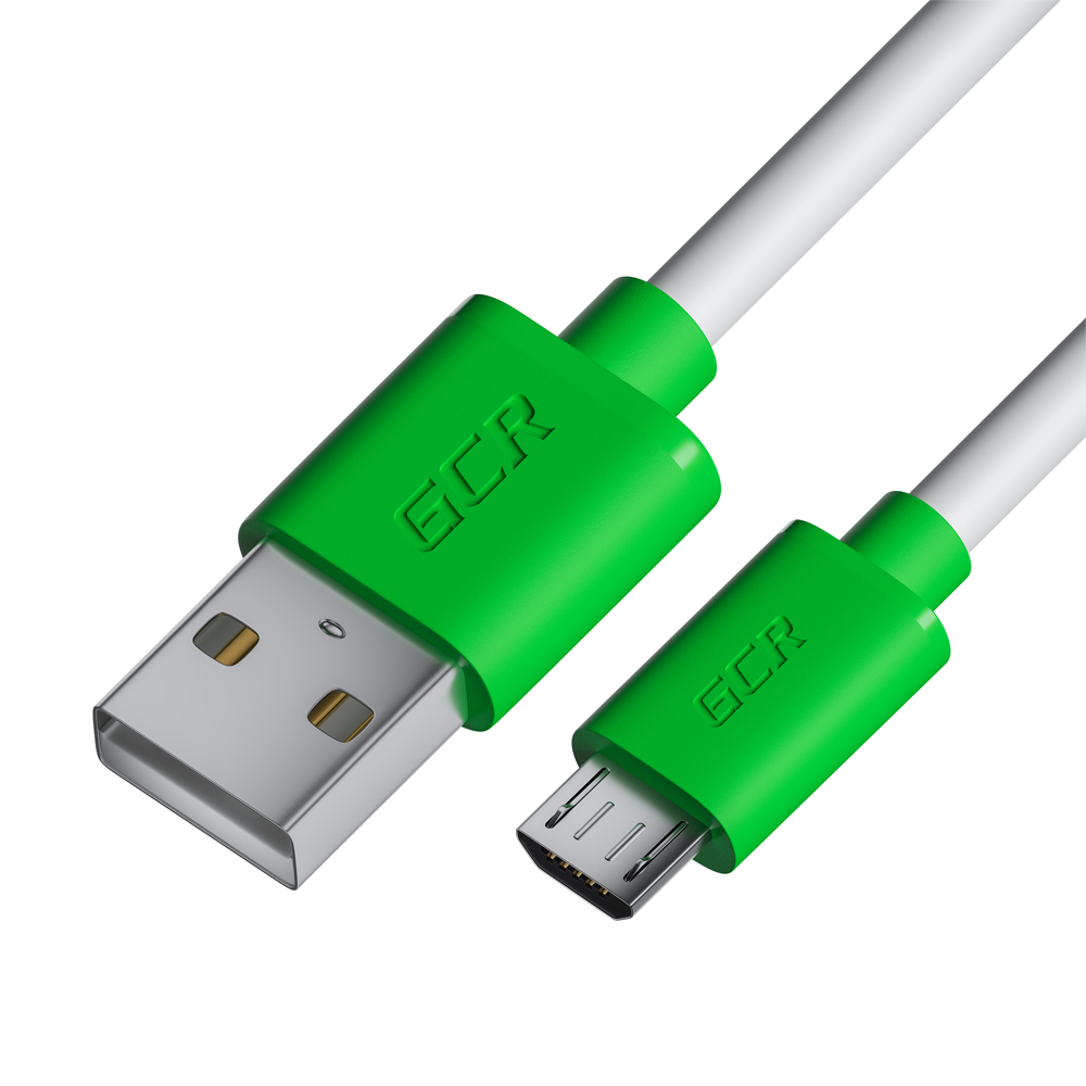 Кабель GCR USB - MicroUSB 1.5m White-Green GCR-53227
