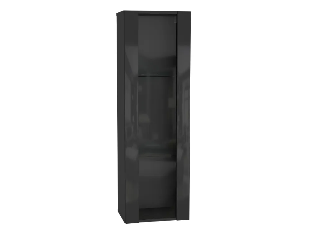 Шкаф навесной витрина НК-Мебель POINT 21 Черный глянец 40х29х126 см