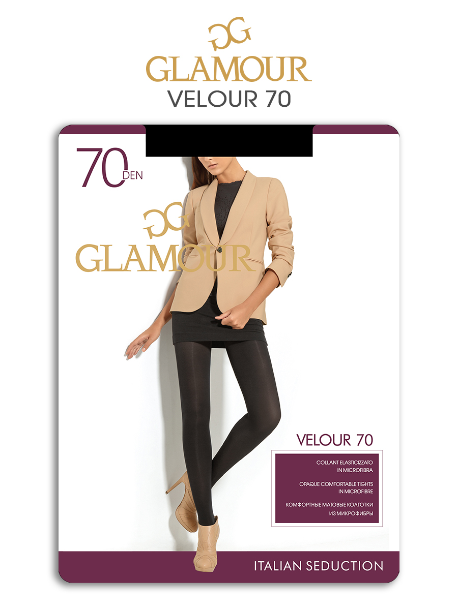 Колготки женские Glamour Velour 70 черные 4 (L)