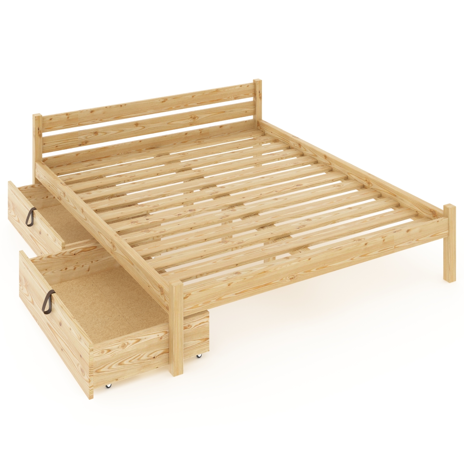 Кровать Solarius Классика с реечным основанием 200х150 с 2 выкатными ящиками, без покрытия