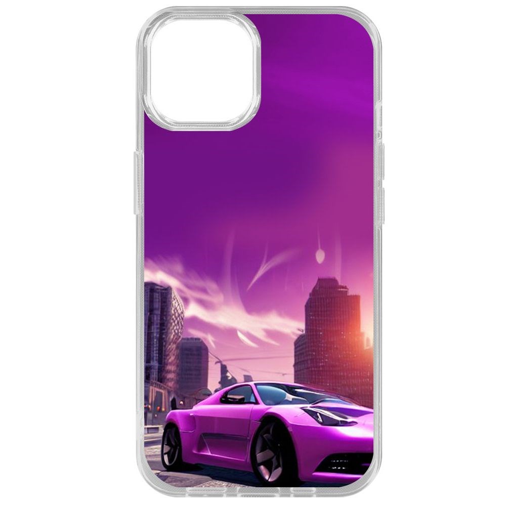 Чехол-накладка Krutoff Clear Case Розовое авто для iPhone 14