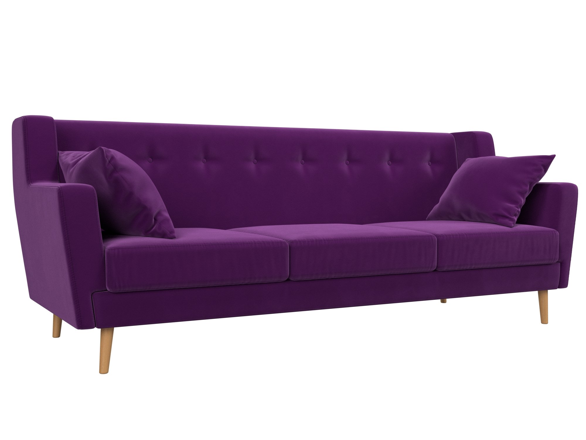 Прямой диван Брайтон 3 микровельвет фиолетовый