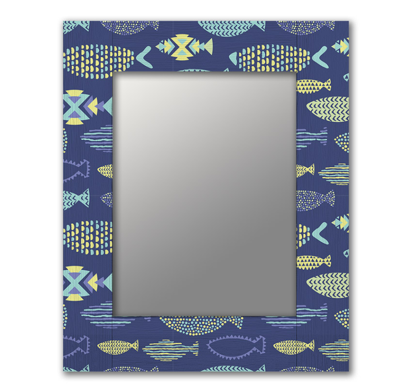 Настенное зеркало Синие рыбки 75х110 см