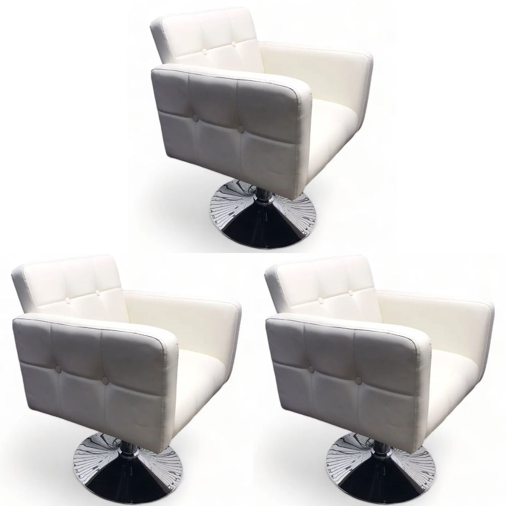 Парикмахерское кресло Аврора, Белый, диск, 3 кресла