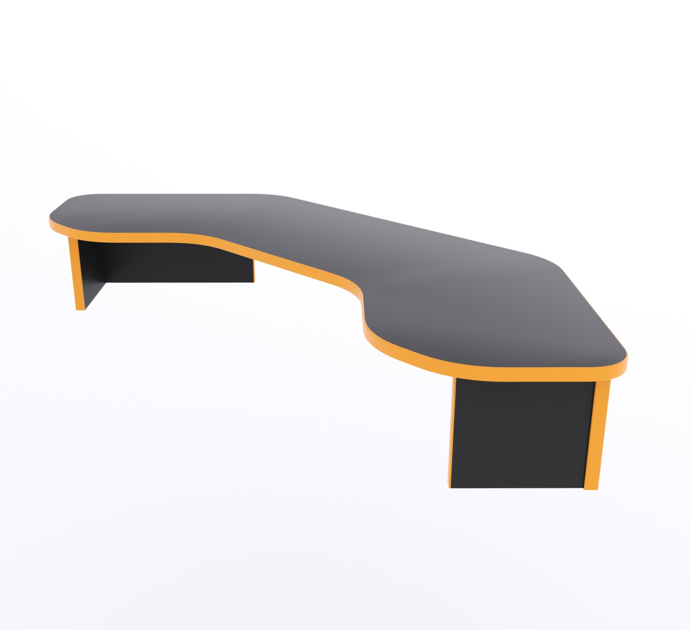 Полка для монитора для углового стола Stalkermebel, 140 см, черная с оранжевой кромкой
