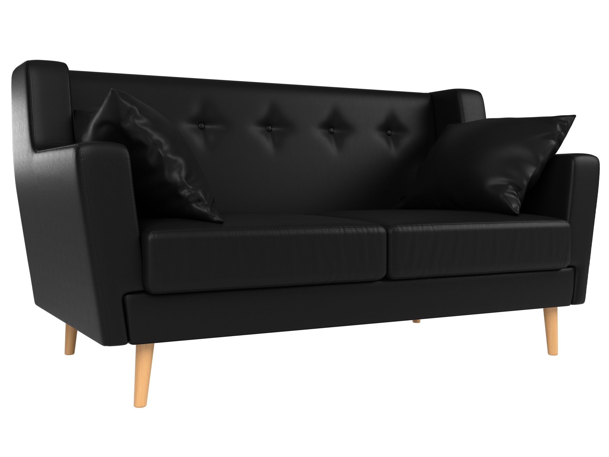 Прямой диван Брайтон 2 экокожа черный