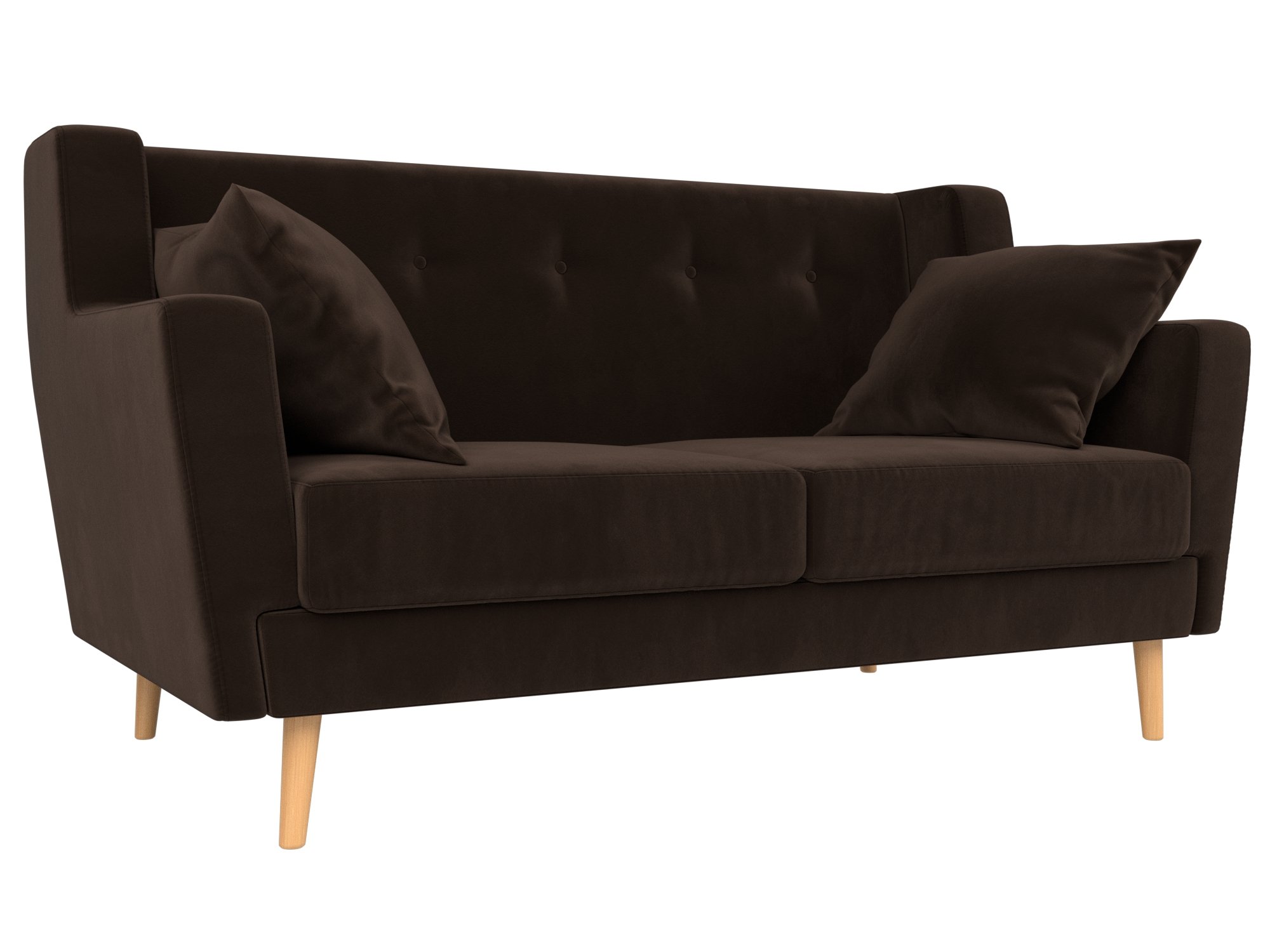 Прямой диван Брайтон 2 микровельвет коричневый