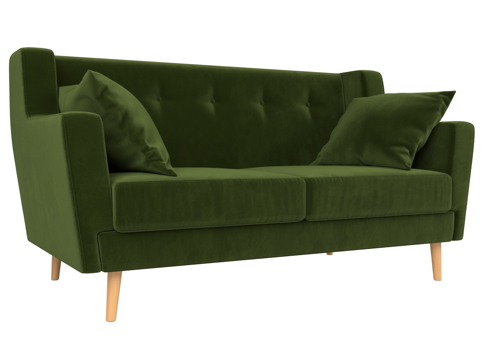 Прямой диван Брайтон 2 микровельвет зеленый