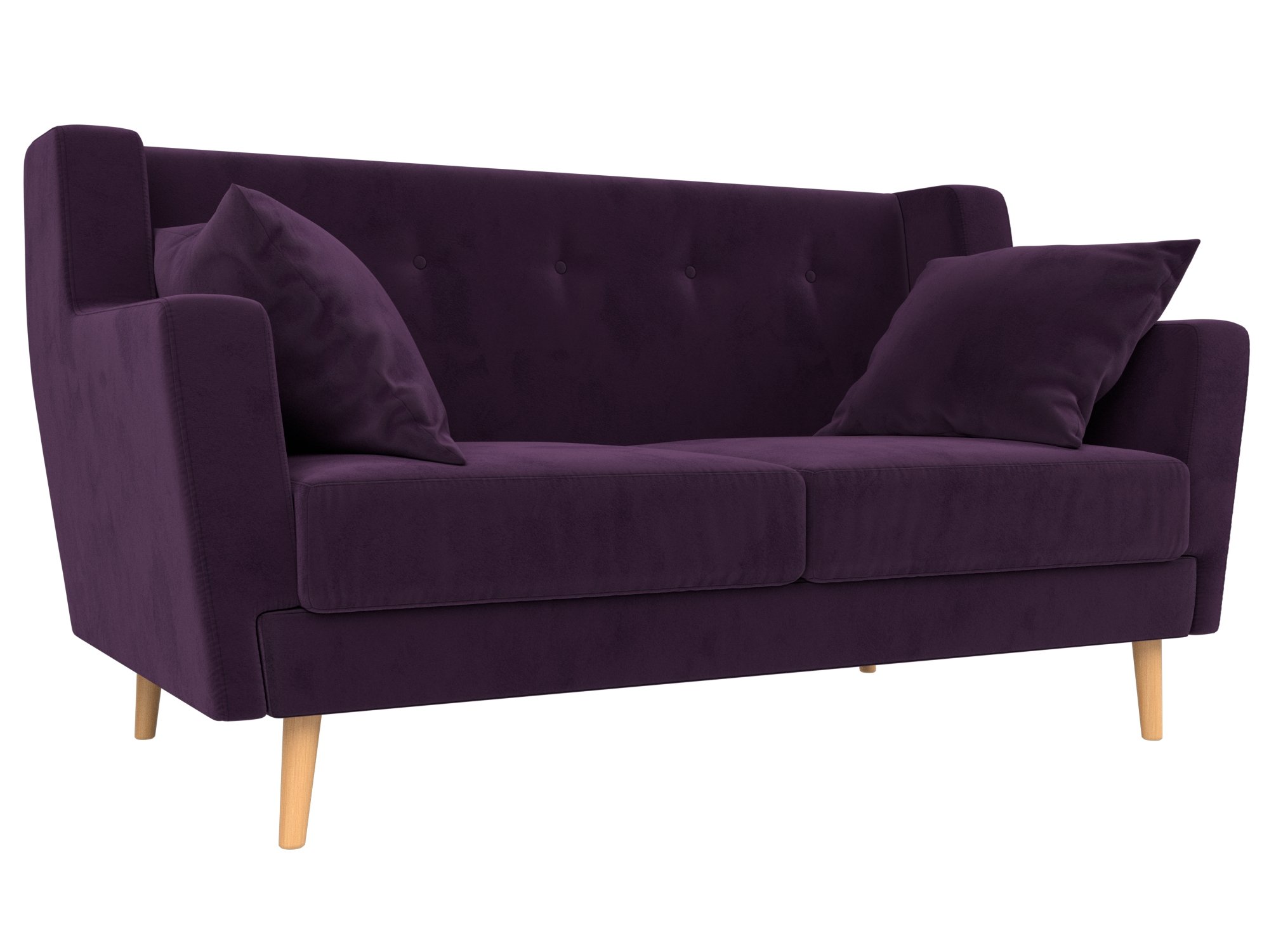 Прямой диван Брайтон 2 велюр фиолетовый