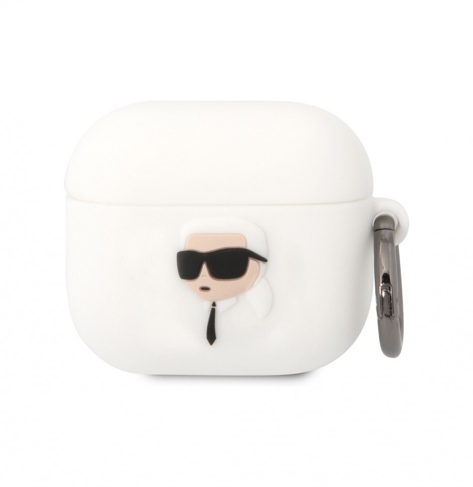 Чехол с карабином Karl Lagerfeld Silicone case NFT 3D Karl для AirPods 3, Белый