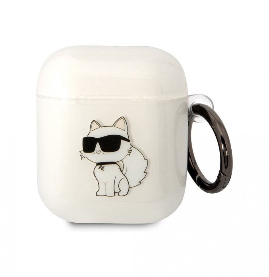 Чехол с карабином Karl Lagerfeld TPU NFT Choupette для AirPods 1/2, Прозрачный