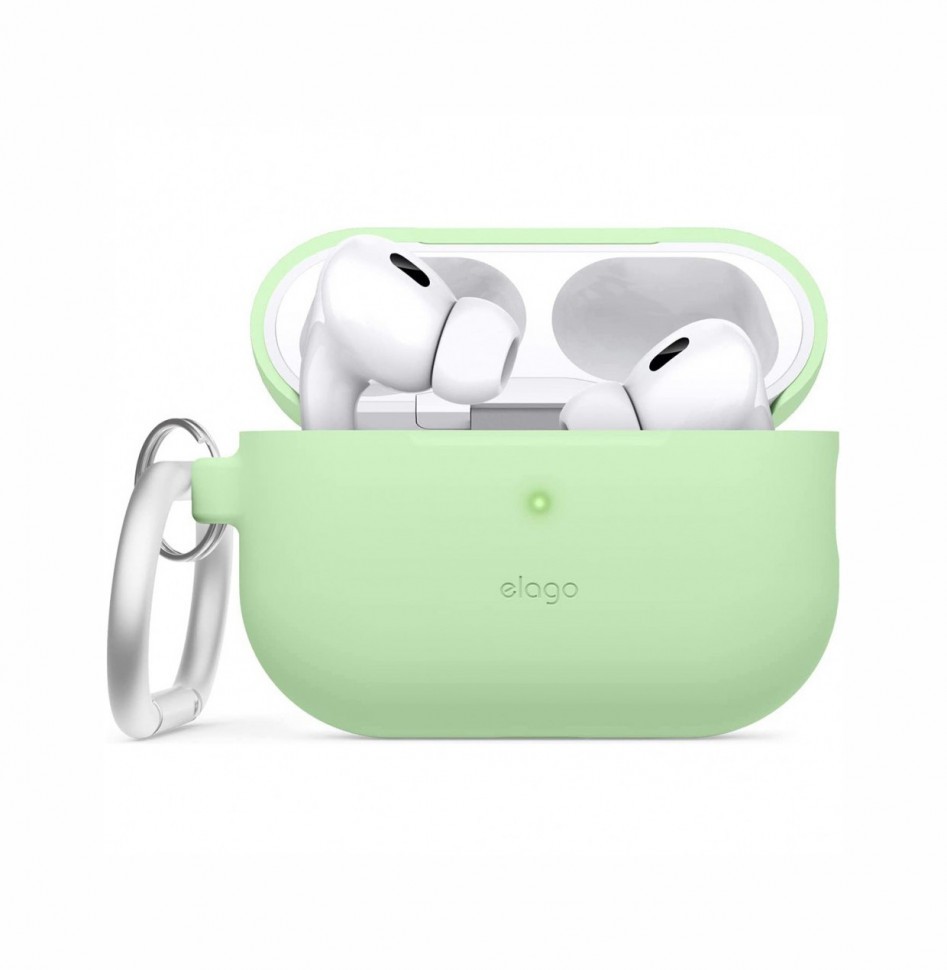 Чехол с карабином Elago Silicone Hang case для AirPods Pro 2, Пастельный зеленый