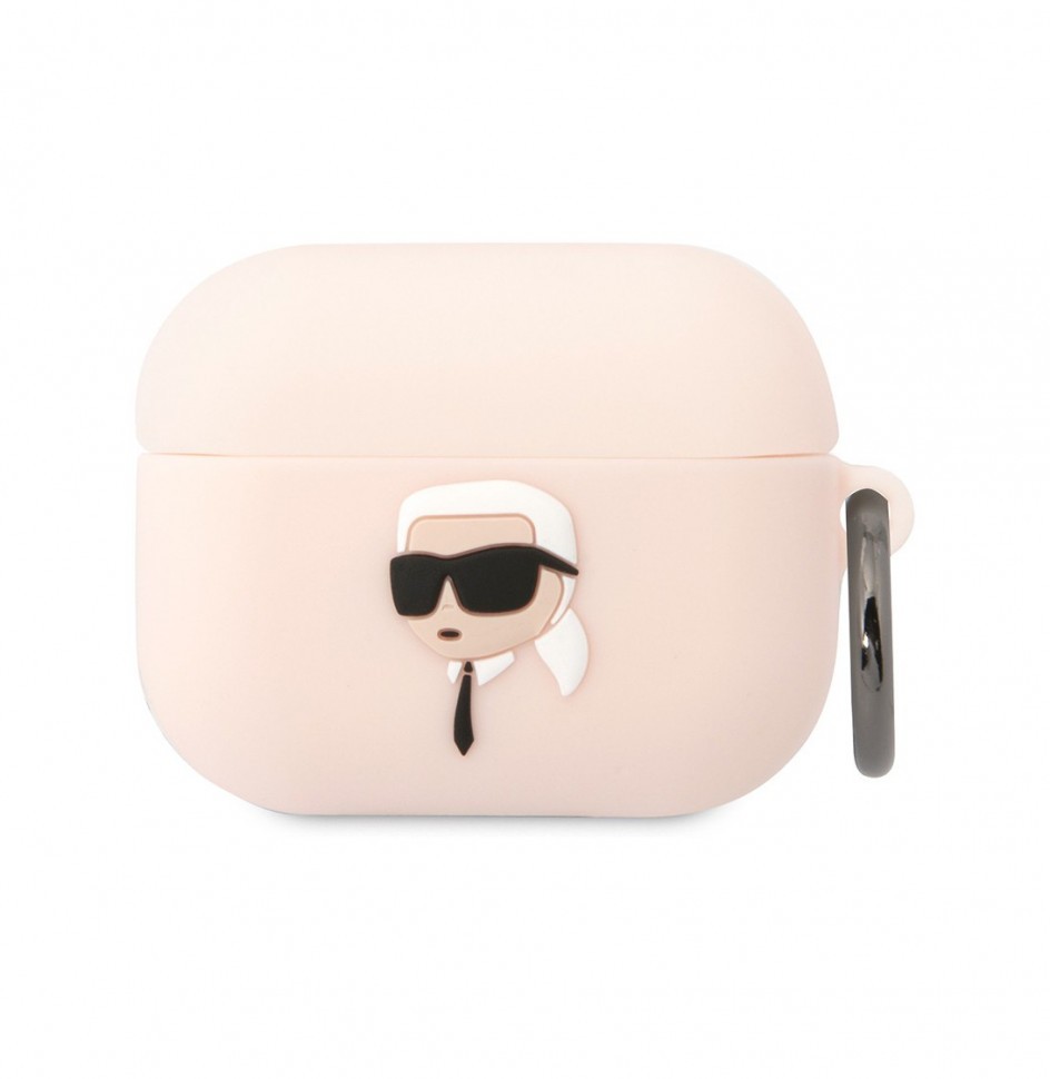 Чехол с карабином Karl Lagerfeld Silicone case NFT 3D Karl для AirPods Pro, Розовый