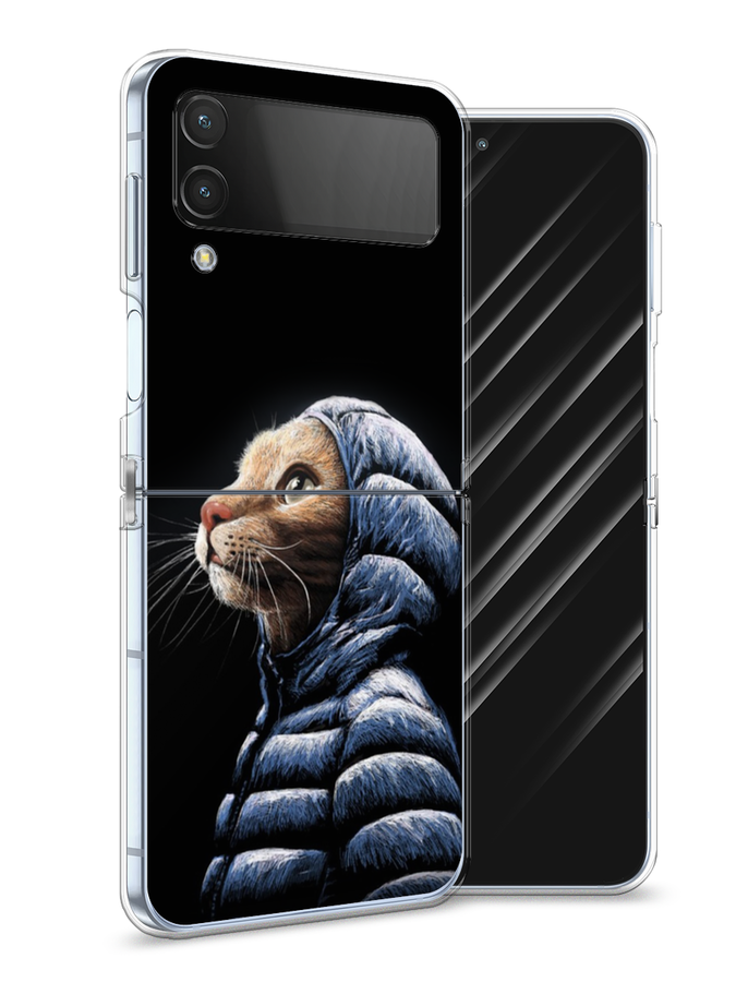Чехол Awog на Samsung Galaxy Z Flip 4 / Самсунг Z Flip 4 "Кот в капюшоне"