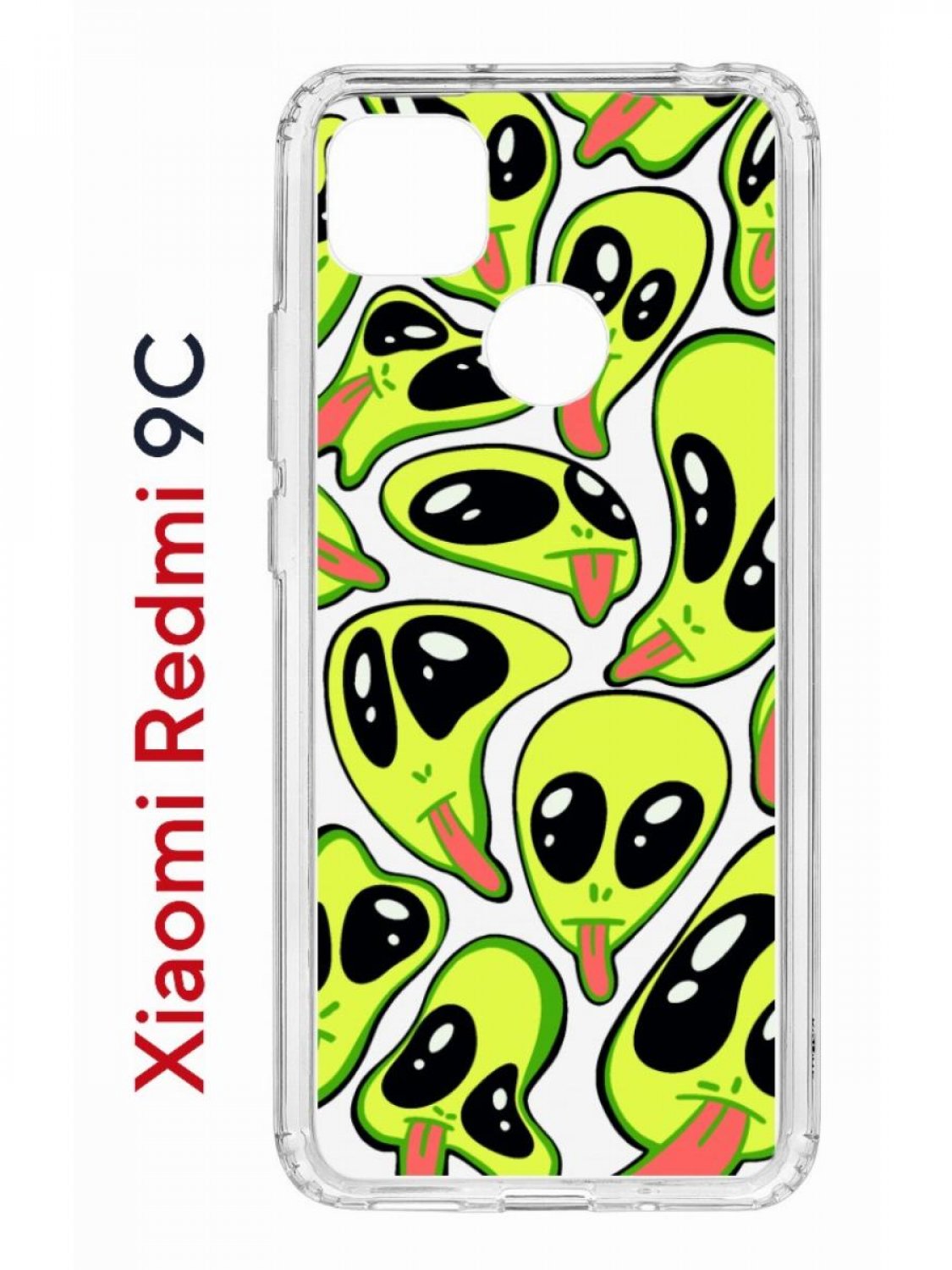 Чехол на Redmi 9C Kruche Print Инопланетянин,противоударный бампер с защитой камеры