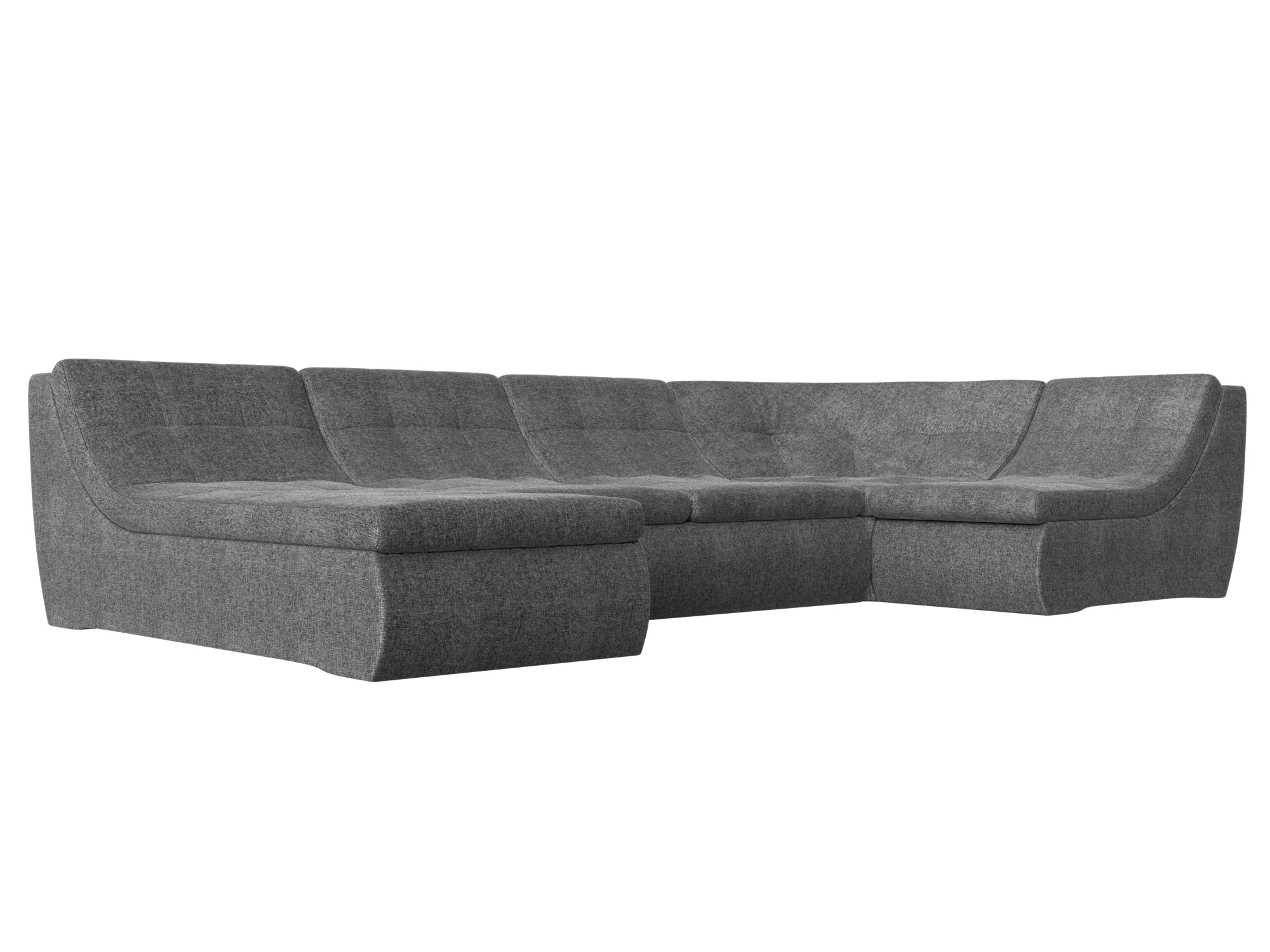 П-образный модульный диван Холидей рогожка серый