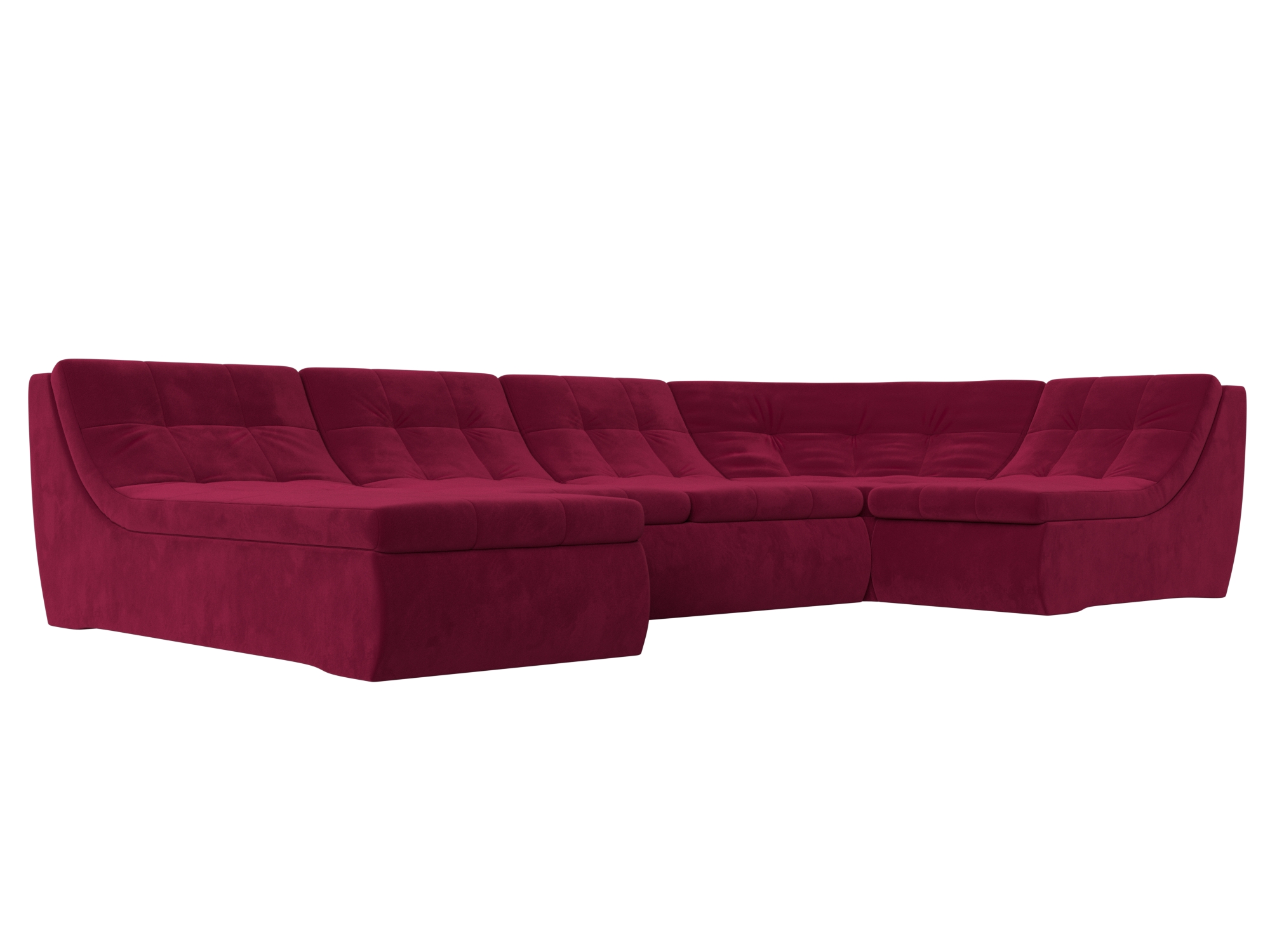 П-образный модульный диван Холидей микровельвет бордовый