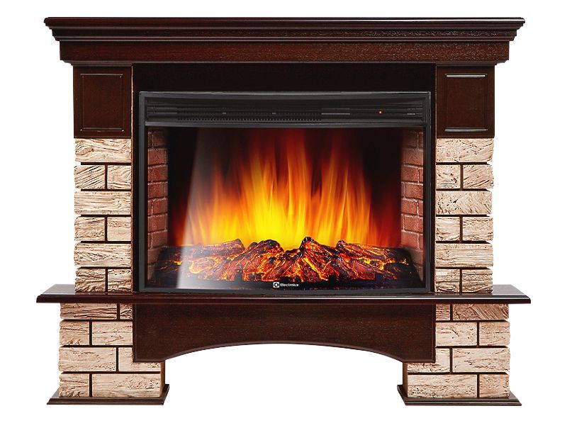 Электрокамин Electrolux Forte Wood 30 U (угл) камень кор., шпон тем. дуб + EFP/P-3320RLS N