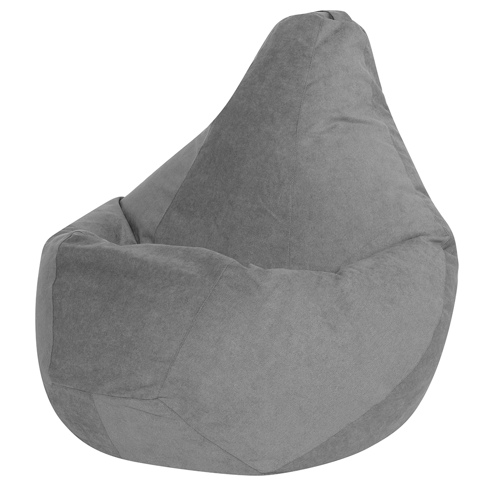 Кресло Мешок Груша Bean-Bag Серый Велюр XL, Классический