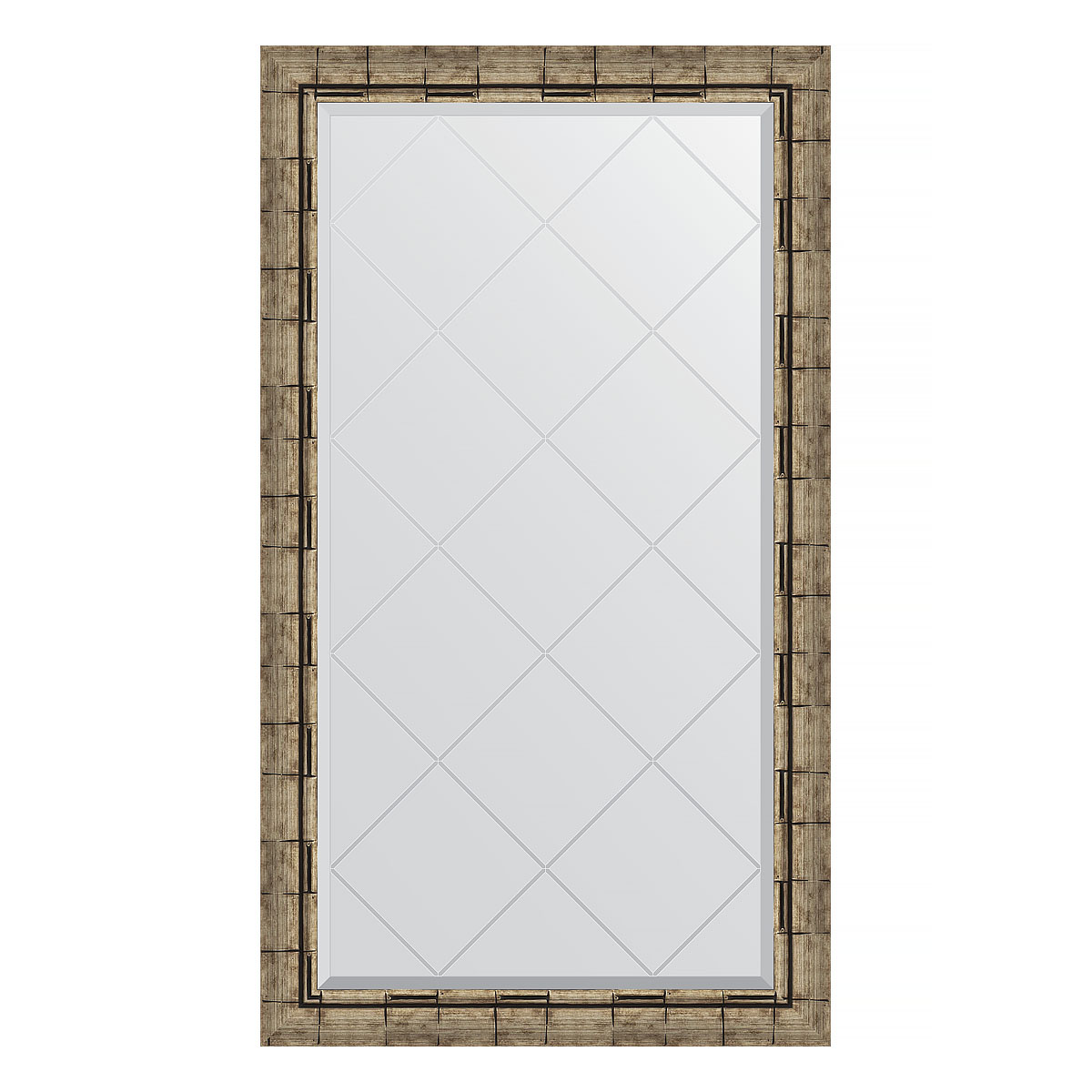 Зеркало с гравировкой в раме 73x128см Evoform BY 4222 серебряный бамбук