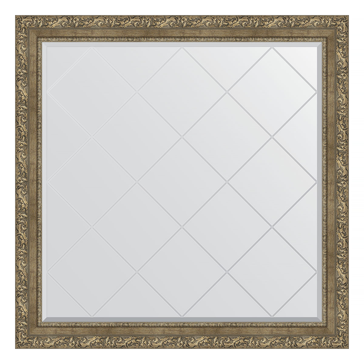 Зеркало с гравировкой в раме 105x105см Evoform BY 4446 виньетка античная латунь