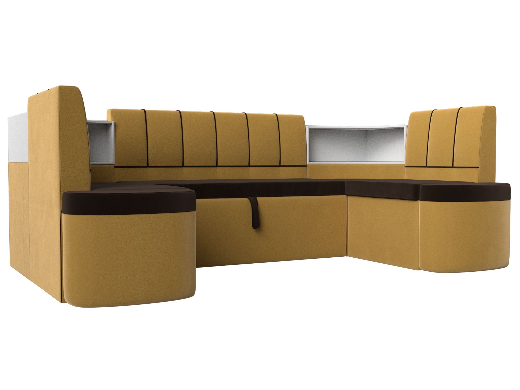 Диван кухонный Лига Диванов П-образный диван Тефида 250x147x86, микровельвет, желтый